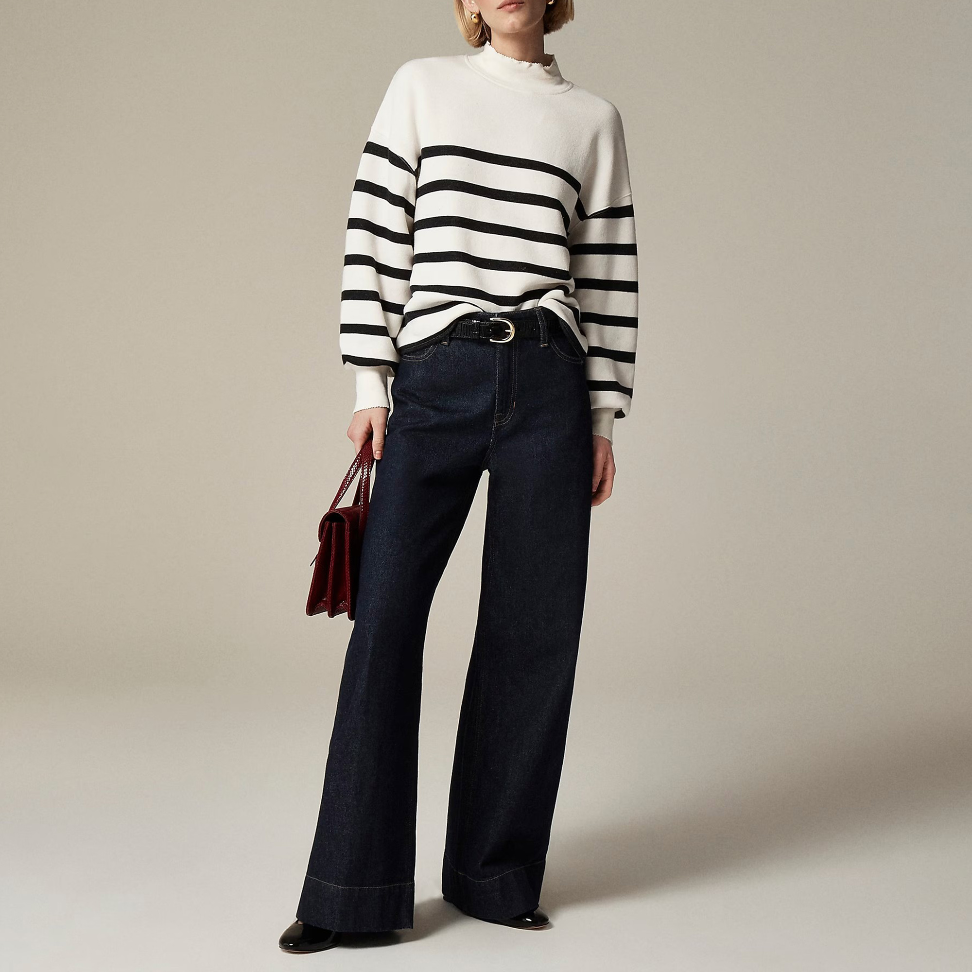 Terry Mockneck Stripe Sweaters - FASHRAE