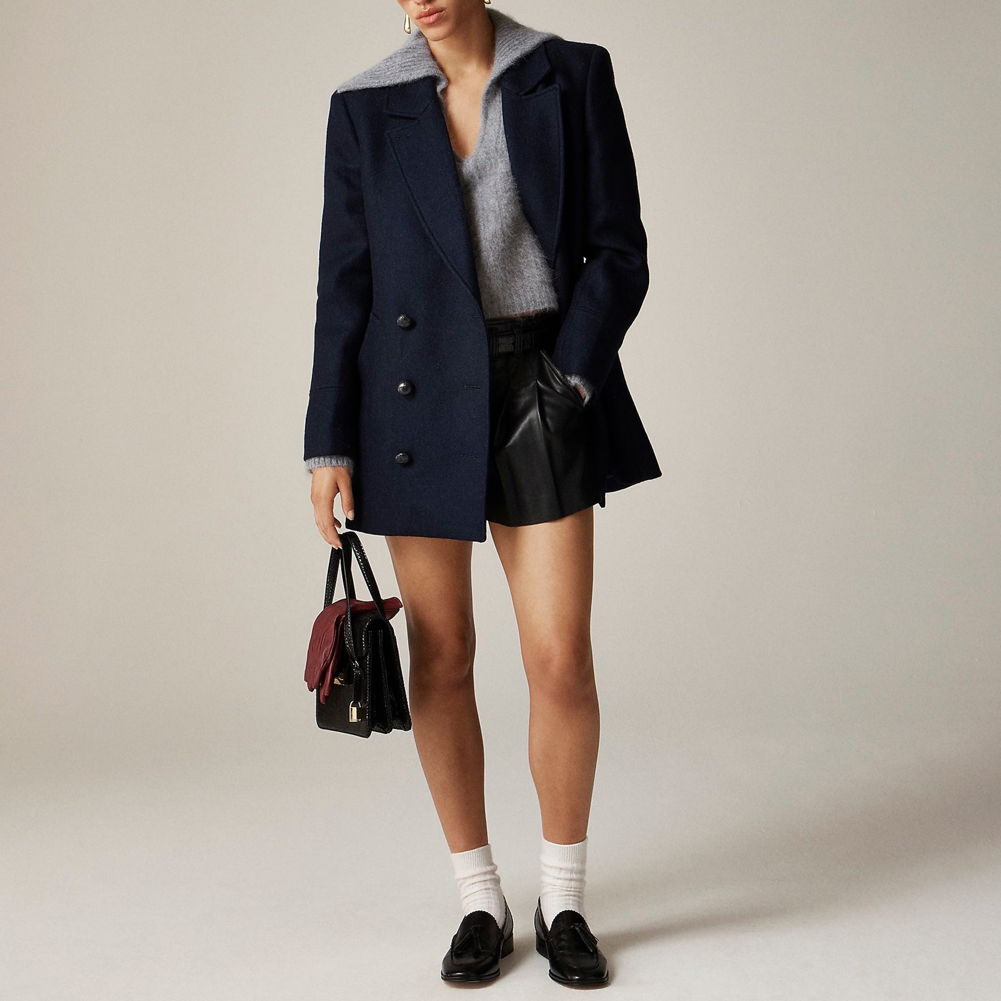 Peacoat Wool-Blend Melton Jackets - FASHRAE
