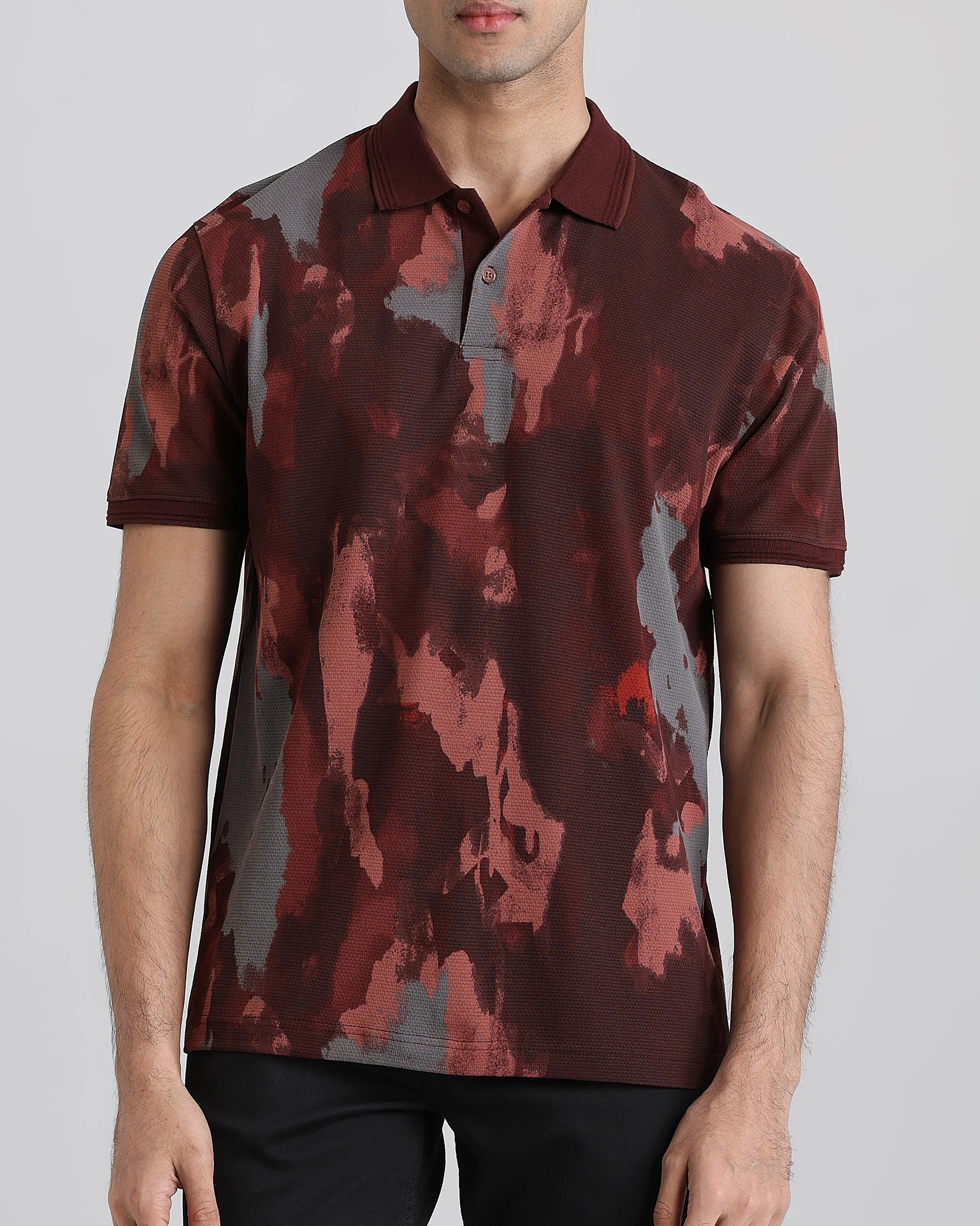 Retro nostalgia Abstract Rust Polo Shirt - FIELDLYN