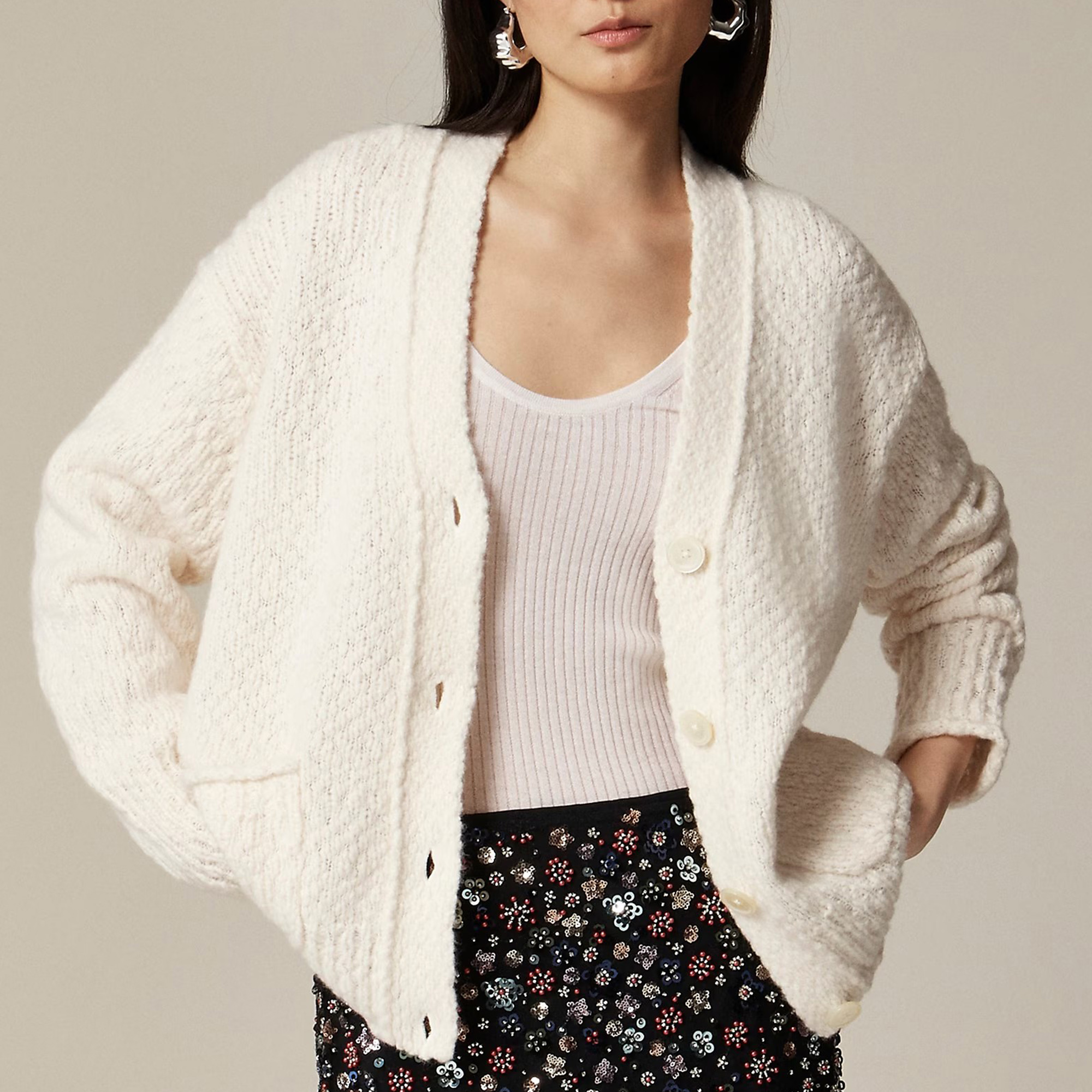 Button Front Relaxed Cardigans - FASHRAE