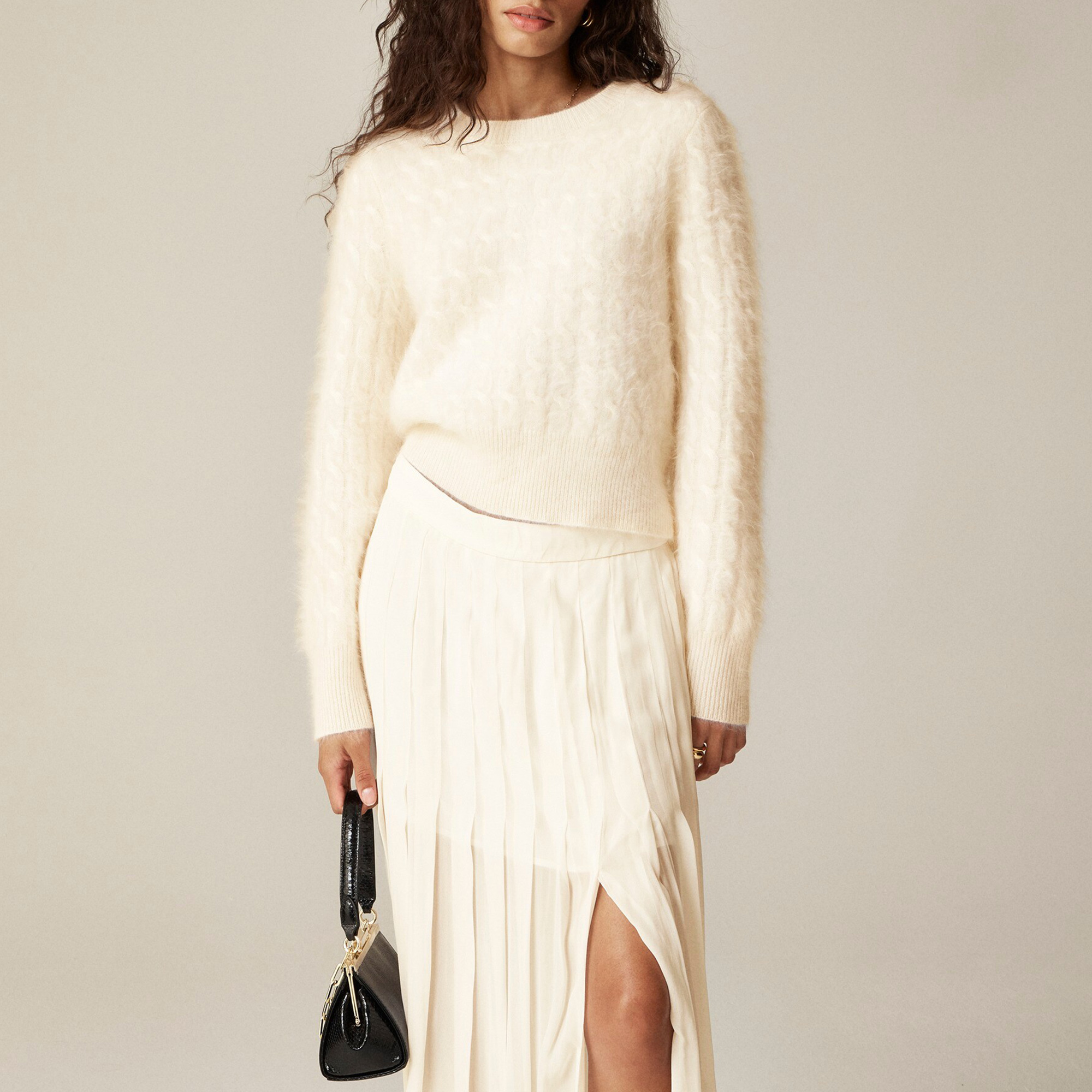 Brushed Cashmere Shrunken Crewneck Sweaters - FASHRAE
